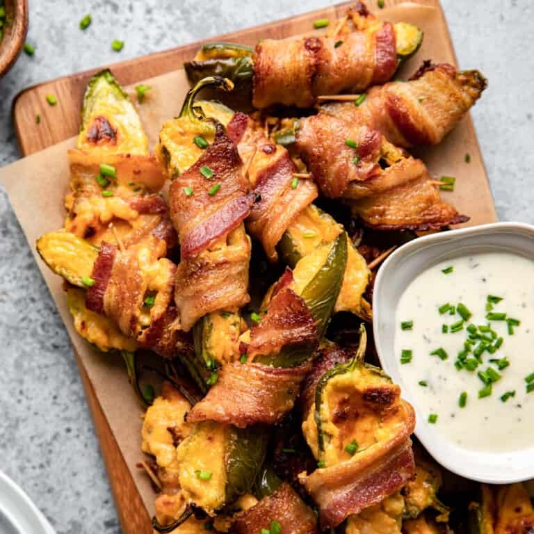 Air Fryer Bacon Wrapped Jalapeño Poppers Bites With Bri