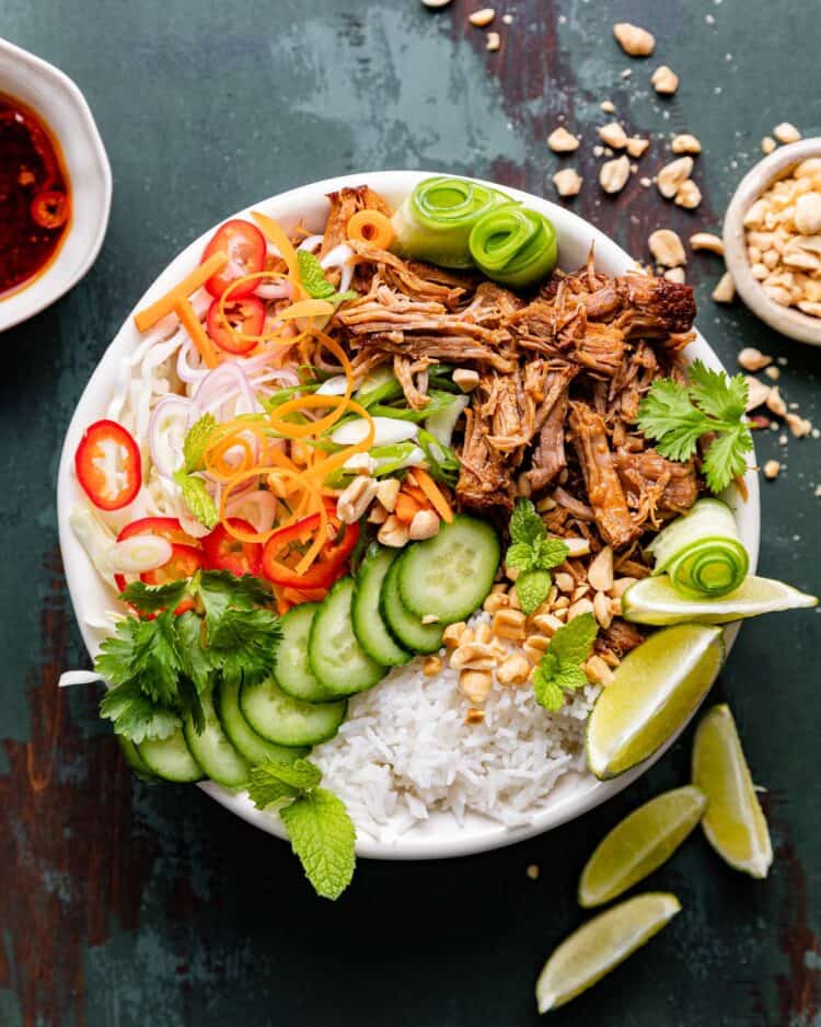 Asian Pulled Pork Rice Bowl - Bites with Bri