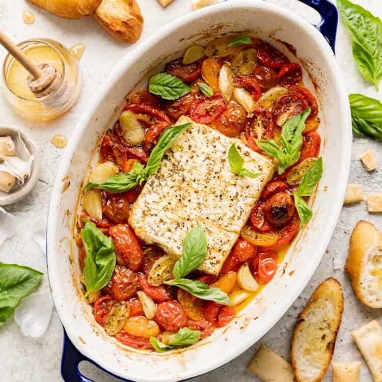 Baked Feta Dip with Tomatoes - Bites with Bri