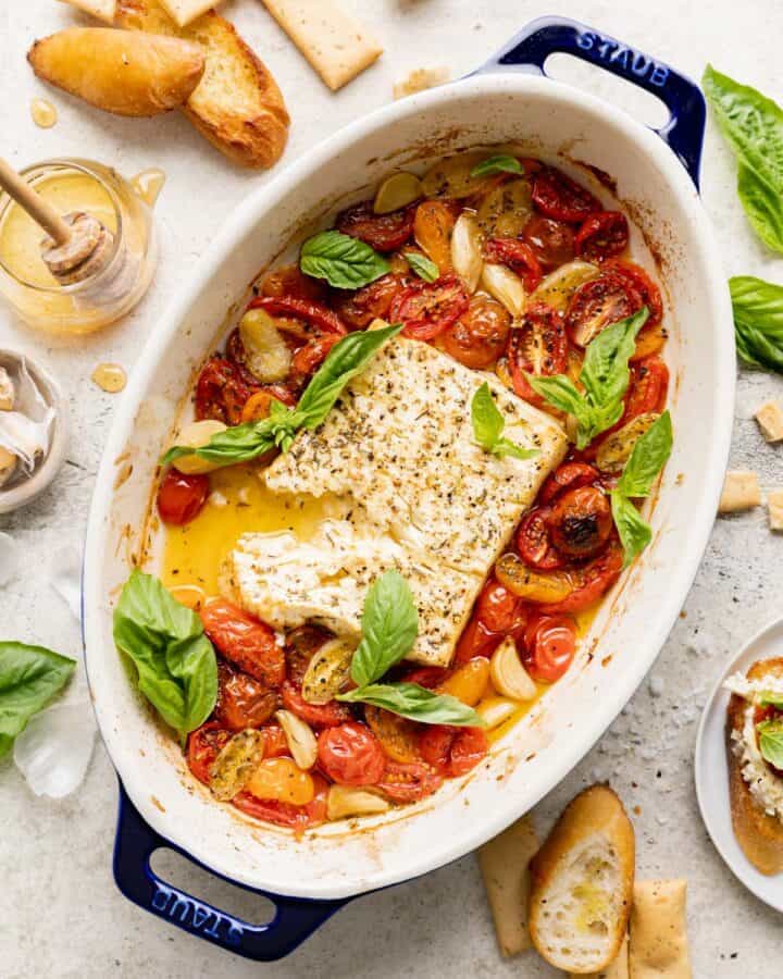 Baked Feta Dip with Tomatoes - Bites with Bri