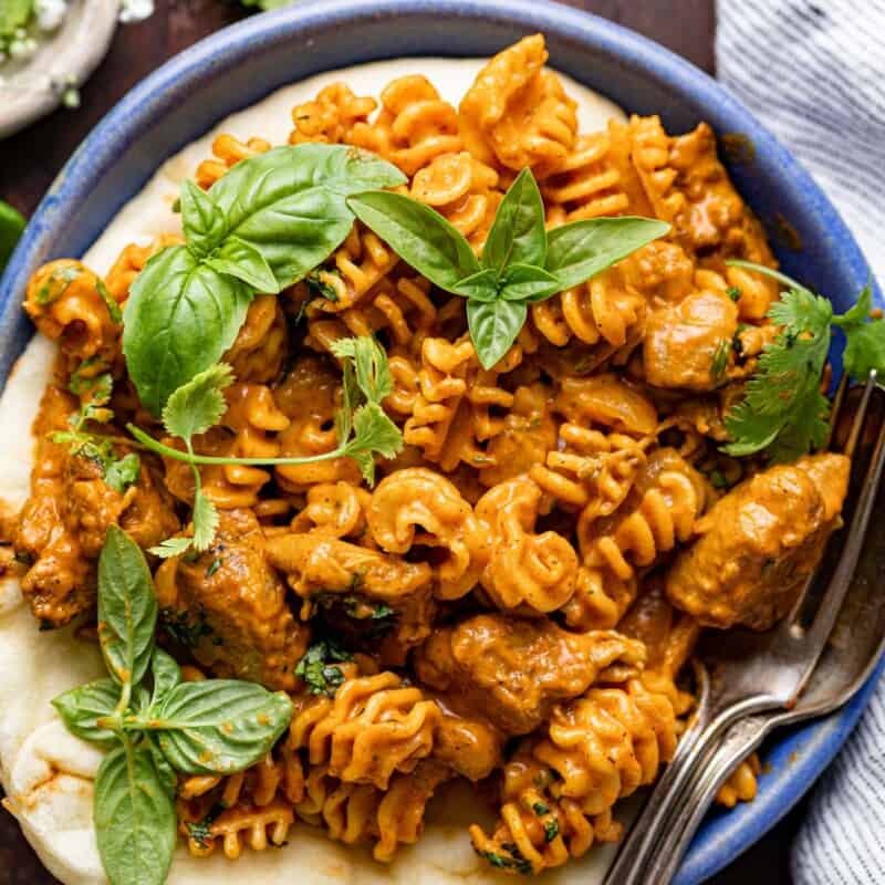 Butter Chicken Pasta (Indian) - Bites with Bri
