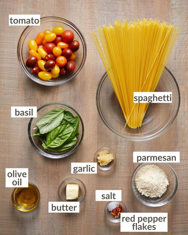 Basil Pasta with Cherry Tomatoes - Bites with Bri