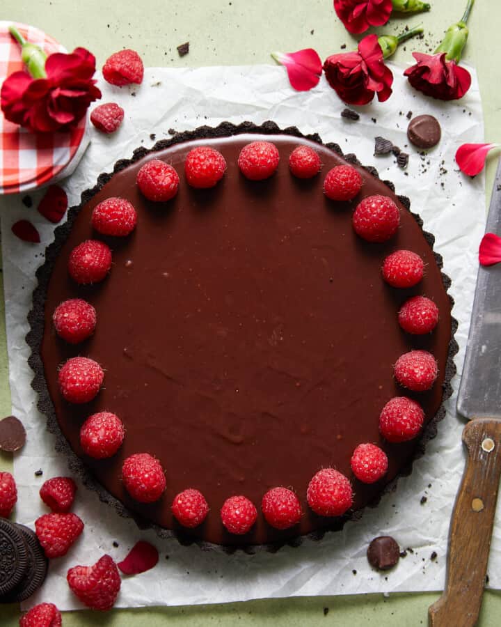 Chocolate Raspberry Tart - Bites with Bri