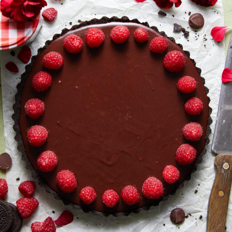 Chocolate Raspberry Tart - Bites with Bri