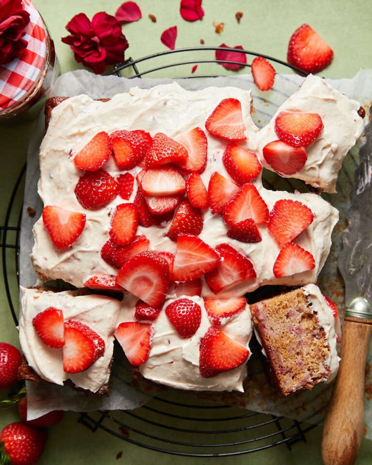 Easy Strawberry Snack Cake - Bites with Bri