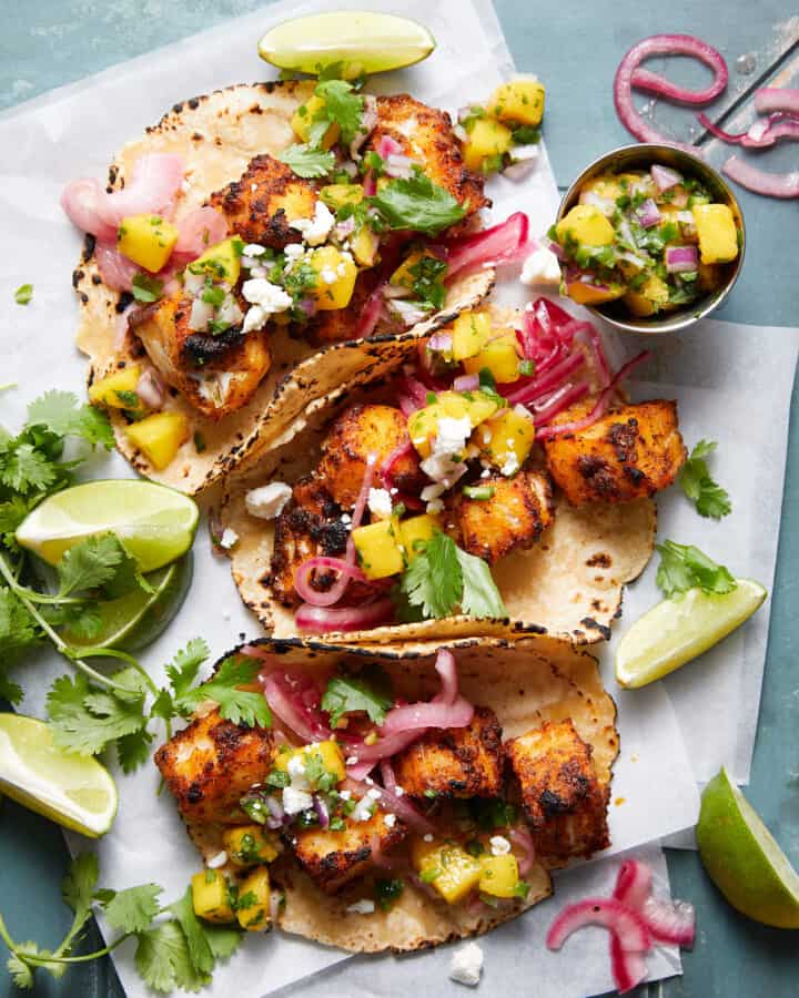 Fish Tacos with Mango Salsa - Bites with Bri