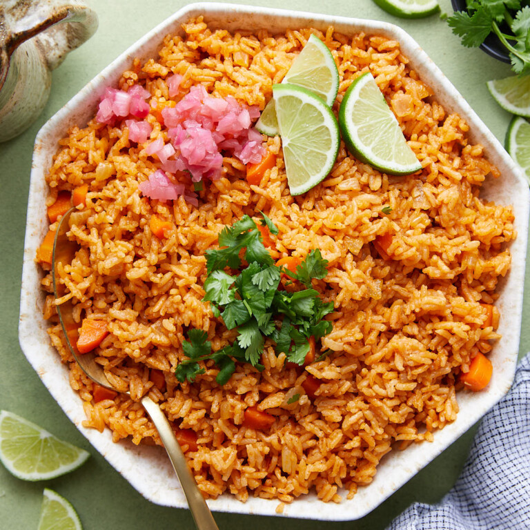 Mexican Red Rice (Arroz Rojo) with Tomato Bouillon - Bites with Bri