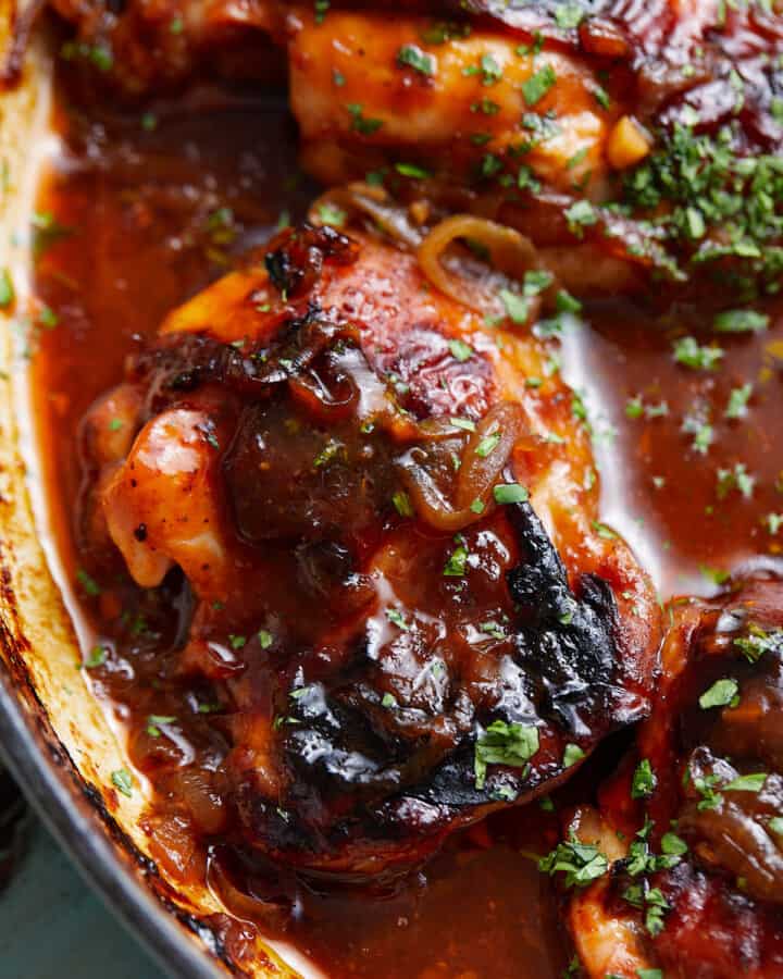 Easy Dutch Oven BBQ Chicken - Bites with Bri