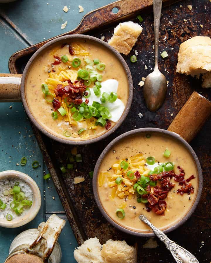 Easy Crockpot Potato Soup with Frozen Hash Browns - Bites with Bri