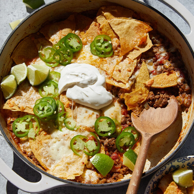 Easy Beef Taco Casserole with Tortilla Chips - Bites with Bri