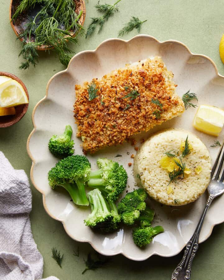 Baked Halibut with Lemon Parmesan Panko - Bites with Bri