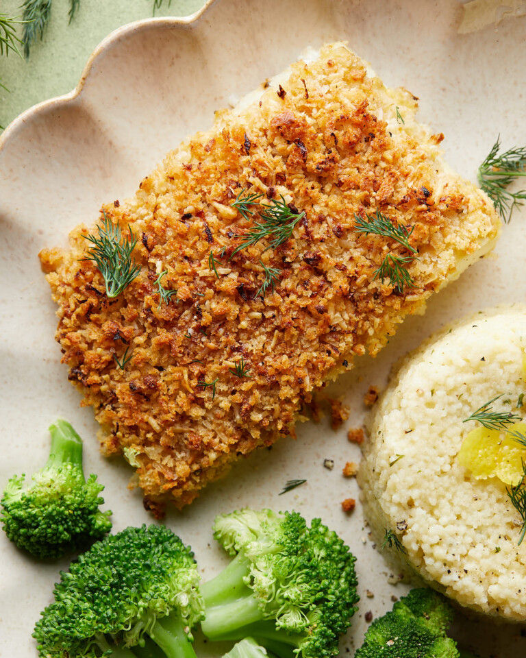 Baked Halibut with Lemon Parmesan Panko - Bites with Bri