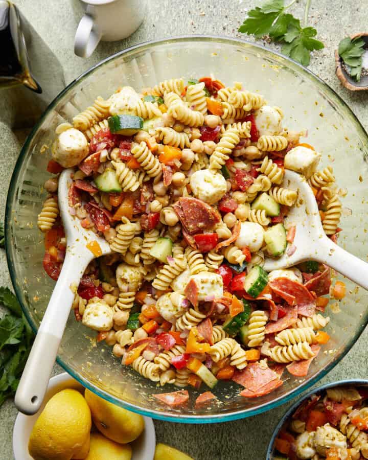 Healthy Italian Pasta Salad without Mayo - Bites with Bri