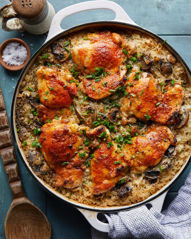 Oven Baked Chicken and Rice (One Pot) - Bites with Bri