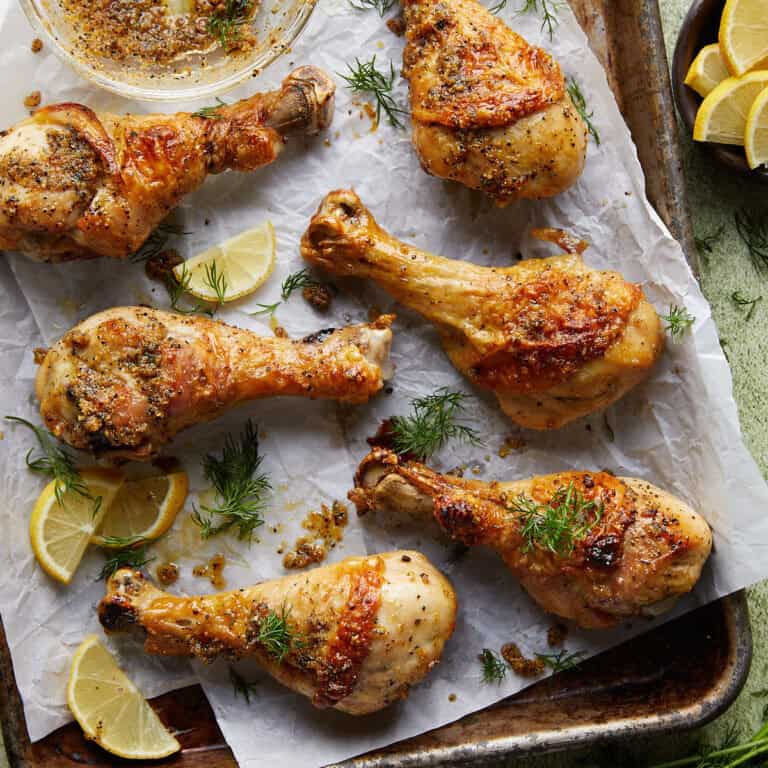 Crispy Baked Lemon Pepper Chicken Drumsticks (Legs) - Bites with Bri