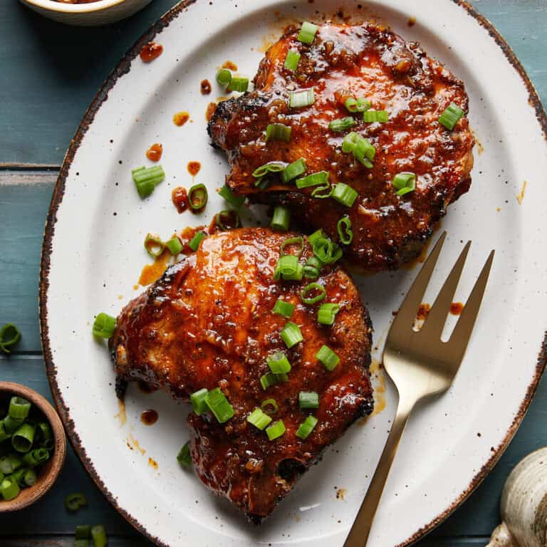 Sticky Honey Glazed Pork Chops Recipe - Bites with Bri