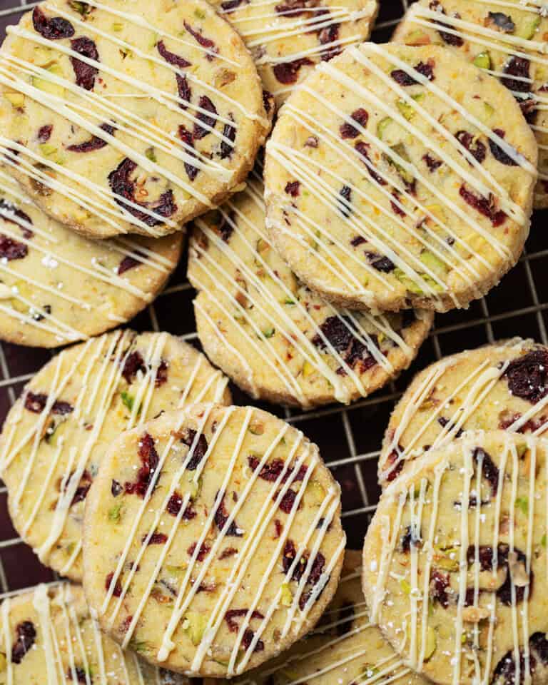 Cranberry Pistachio Shortbread Cookies - Bites with Bri