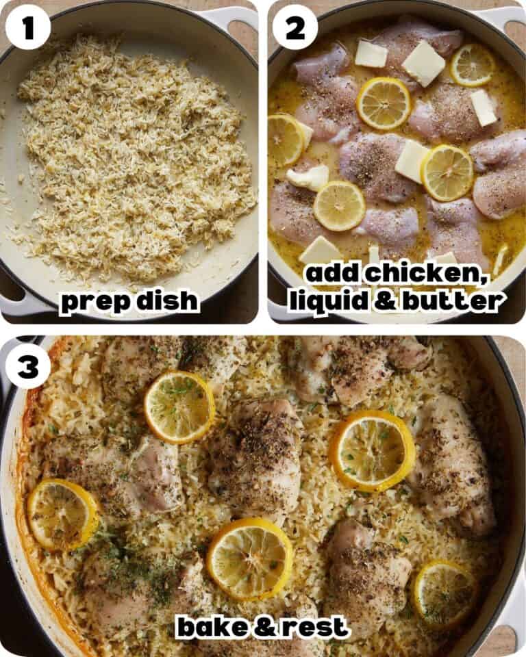 One Pot Baked Lemon Chicken and Rice Recipe - Bites with Bri